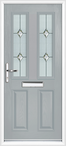 Fully fitted Silver grey Dorset duo diamond Composite Front Door