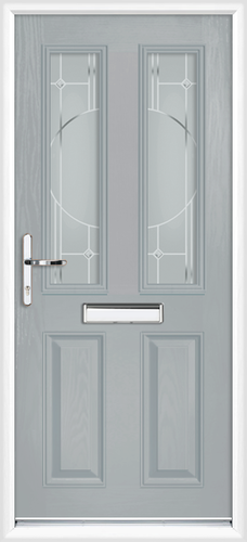 Fully fitted Silver grey Dorset orb Composite Front Door