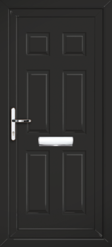 Fully fitted Black Harrow solid Upvc Front Door