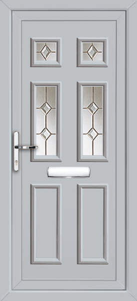 Light Grey Newham Cara 4 Fully Fitted Upvc Front Door